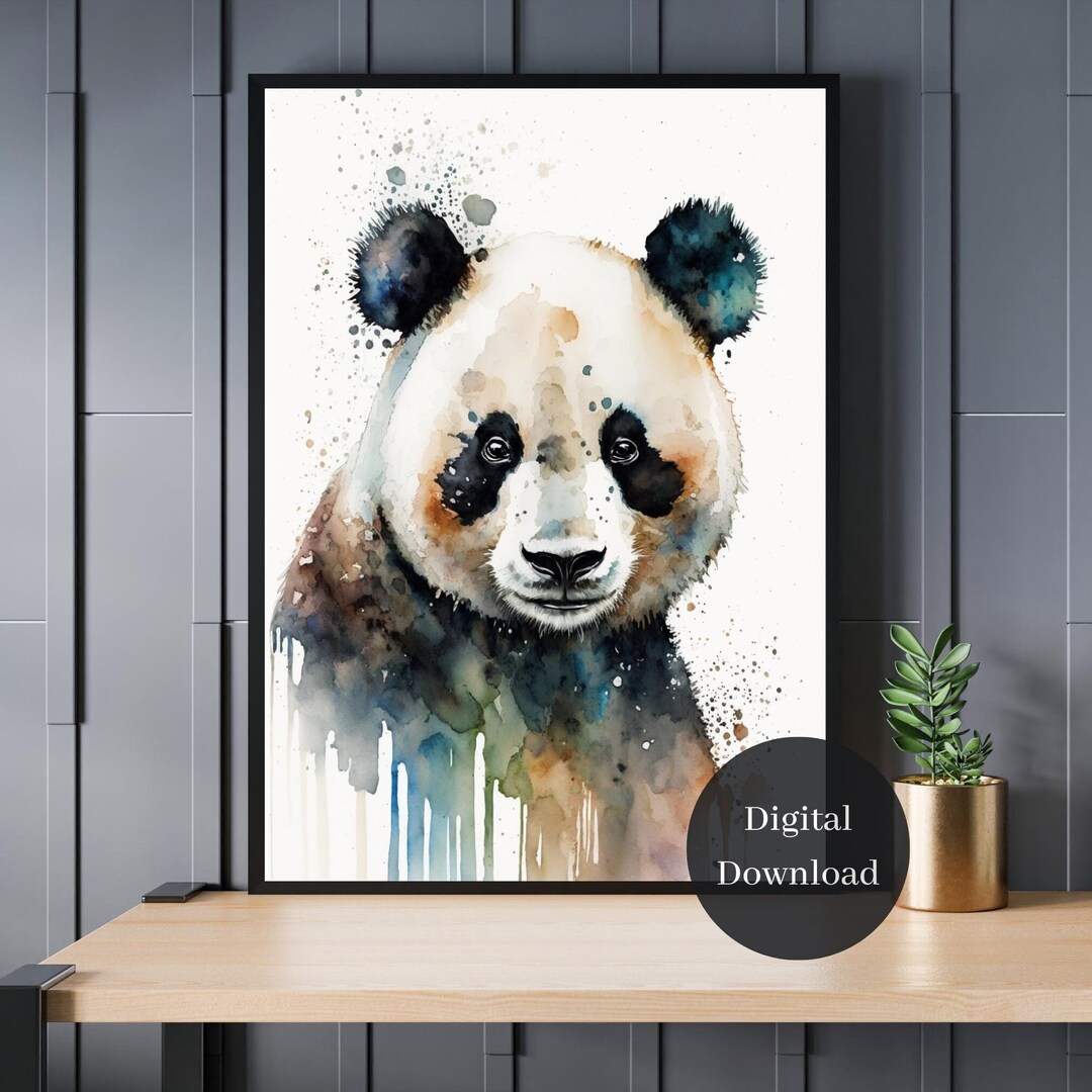 The Print Watercolor Painting, Panda Wall Art, Watercolors Paintings ...