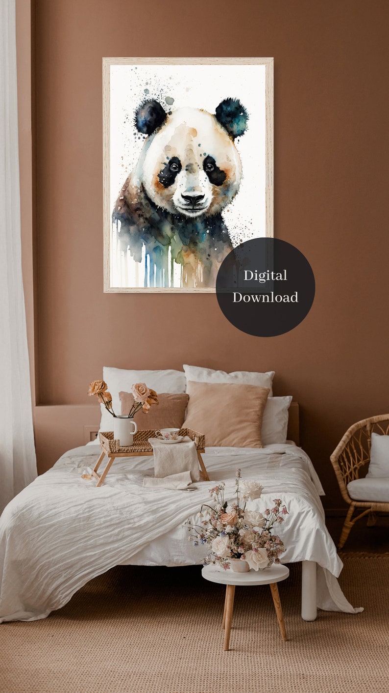 The Print Watercolor Painting Panda Wall Art Watercolors - Etsy