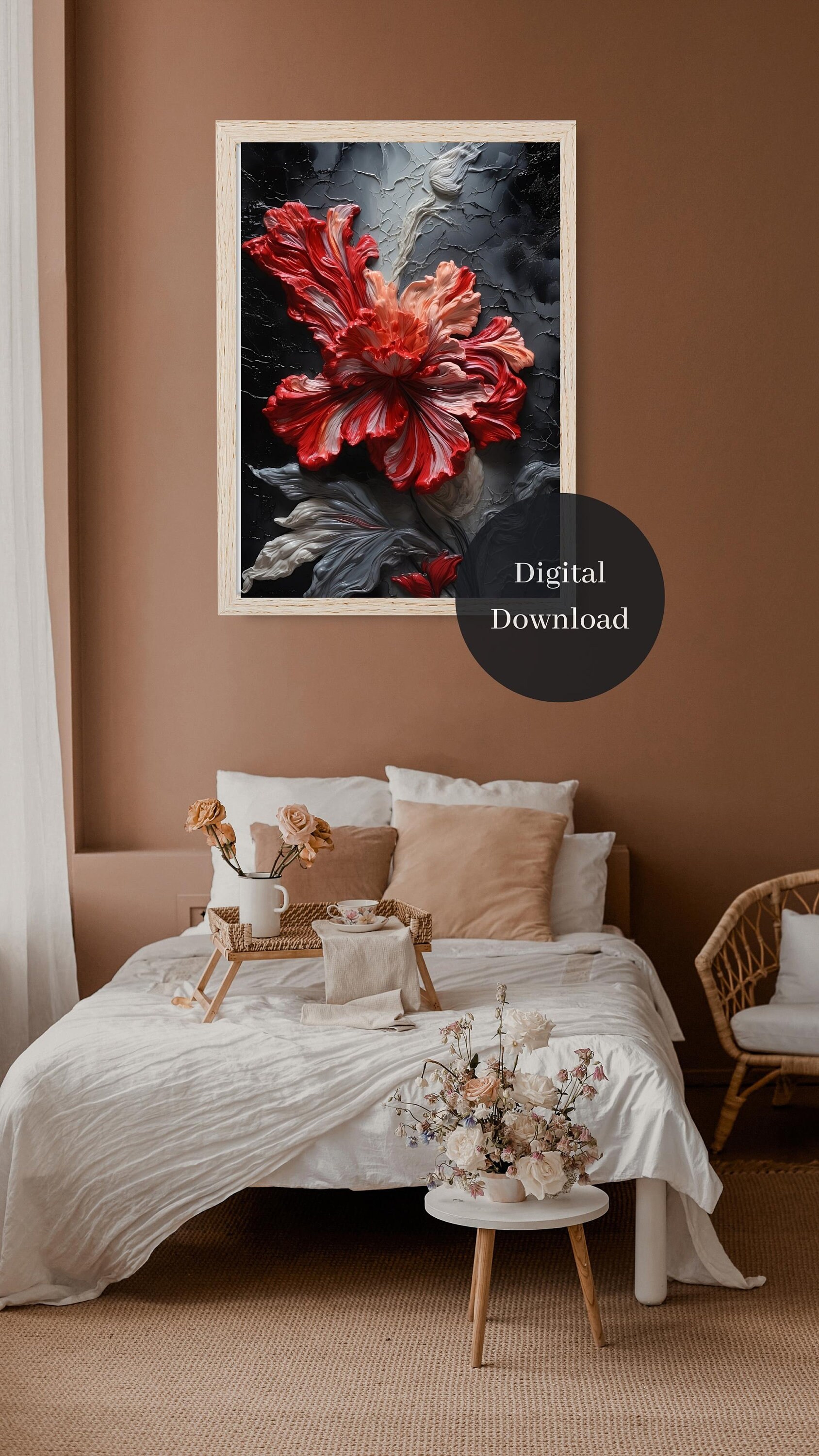 Flower Painting, Digital Art, Wall Art, Digital Download, Home Decor ...