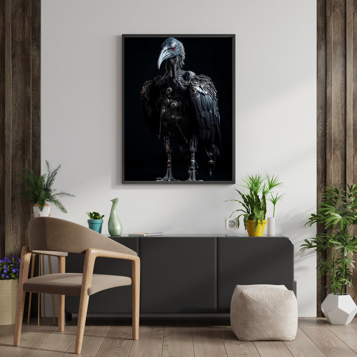 Vulture Print, Robo Vulture Art, Digital Download, Printable Art ...