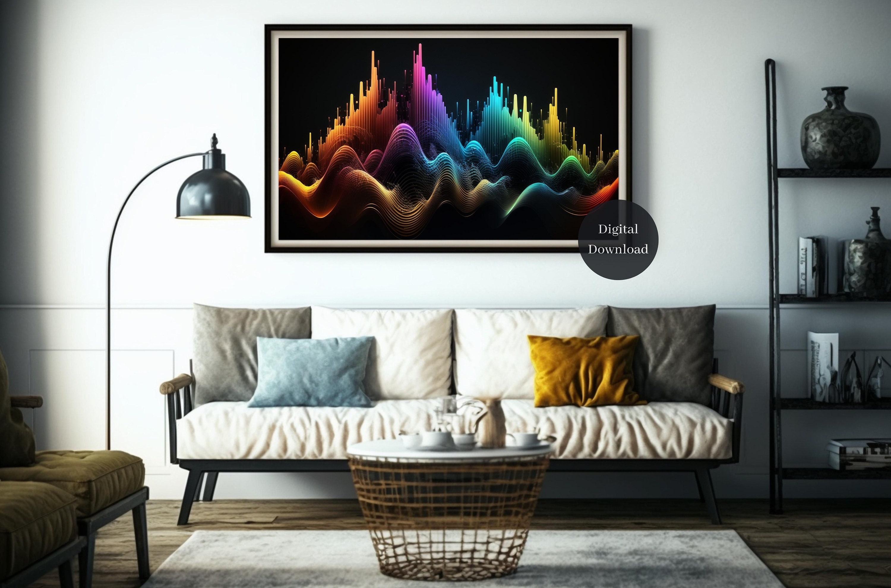 Rainbow Soundwave Digital Art, Digital Download, Printable Wall Art ...