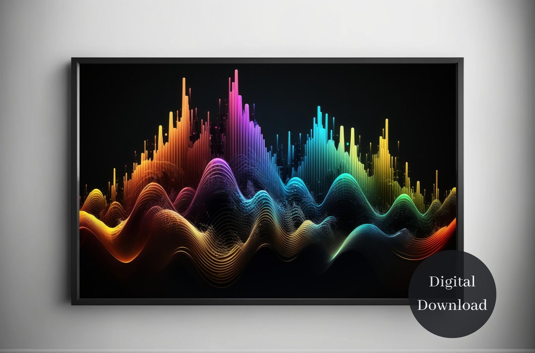 Rainbow Soundwave Digital Art Digital Download Printable - Etsy