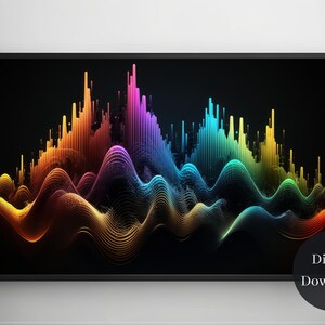 Rainbow Soundwave Digital Art, Digital Download, Printable Wall Art ...