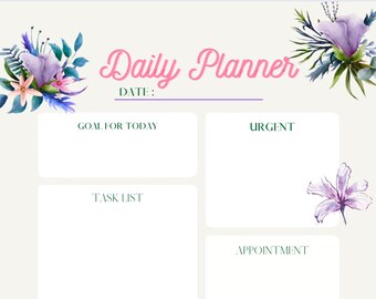 Purple Flower Daily Planner Printable - Etsy