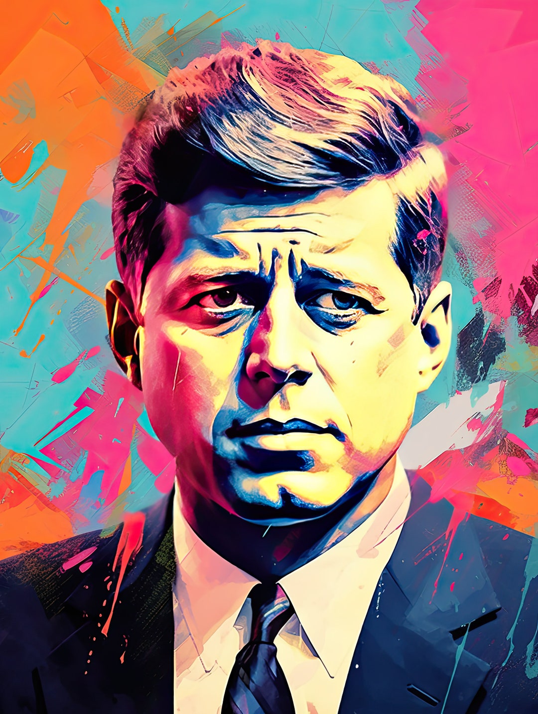 JFK Pop Art Canvas Wall Art | John F Kennedy Premium Canvas Wall Art ...