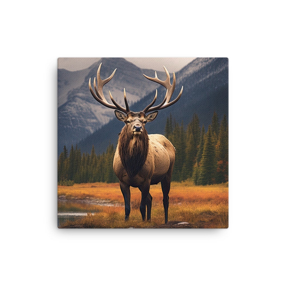 Elk Mountain in the Fall Print on Canvas | Lodge Wildlife Series ...