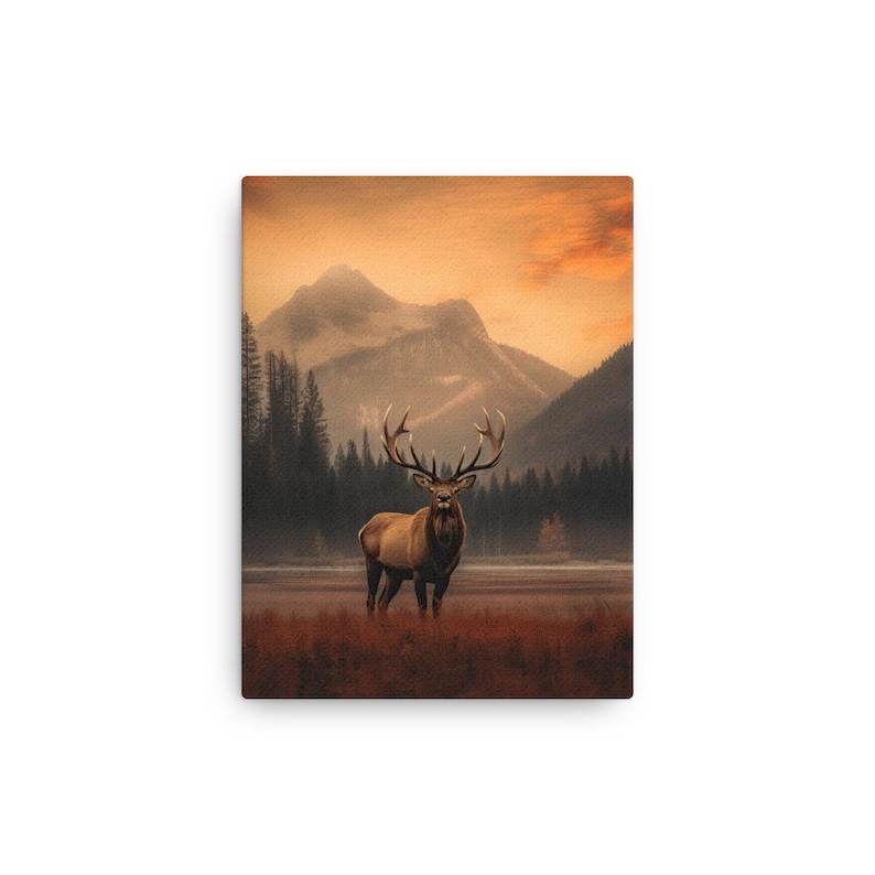 Elk Print on Canvas | Lodge Wildlife Series | Wildlife Refuge ...