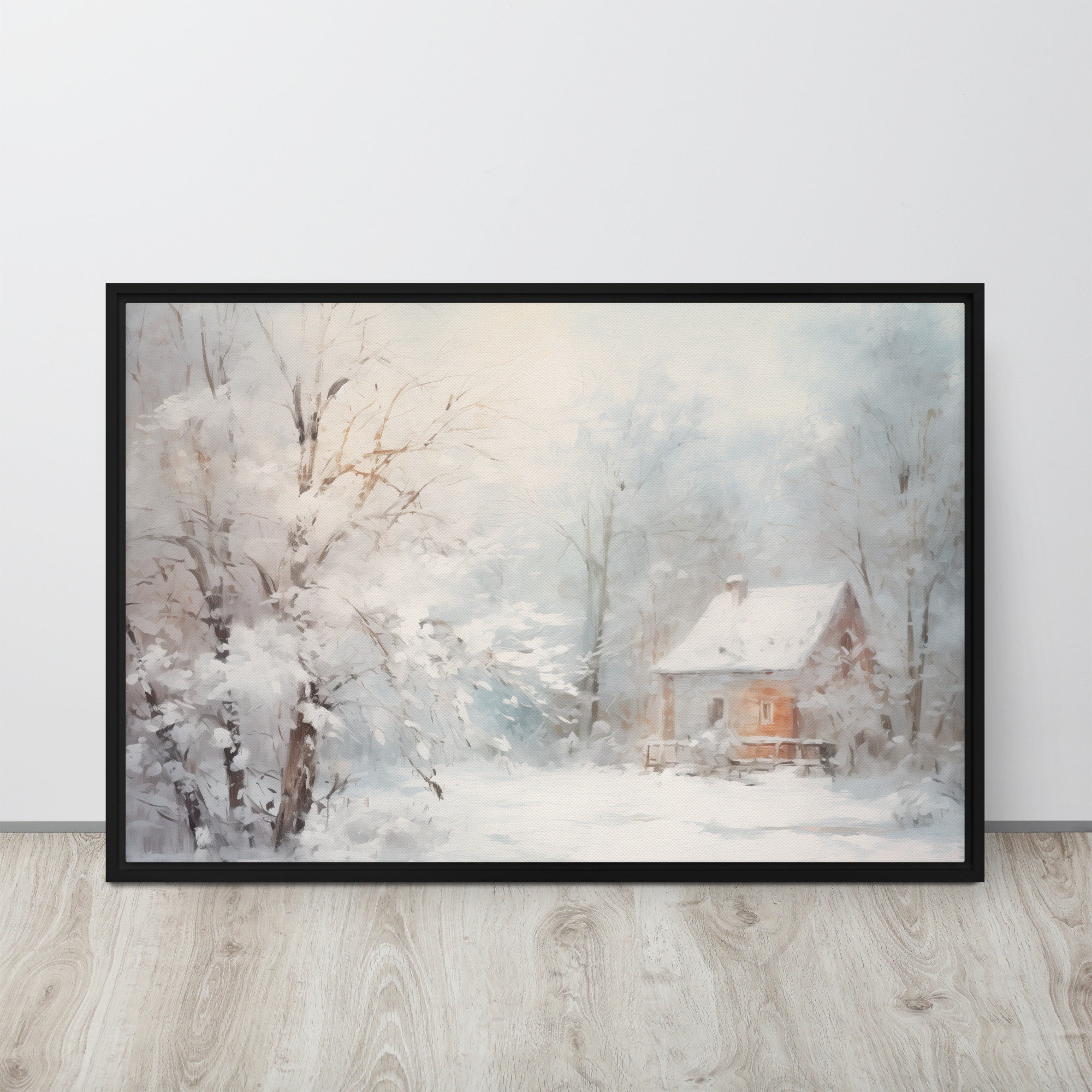 Enchanting Winter Solitude: Impressionist Snowscape Painting Wall Art ...