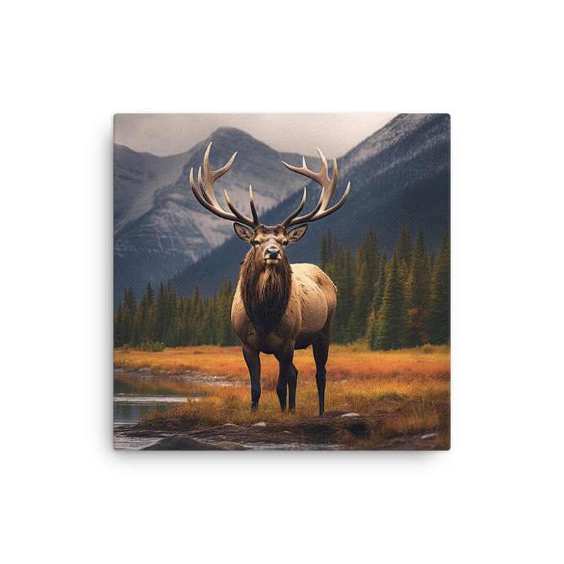 Elk Mountain in the Fall Print on Canvas | Lodge Wildlife Series ...