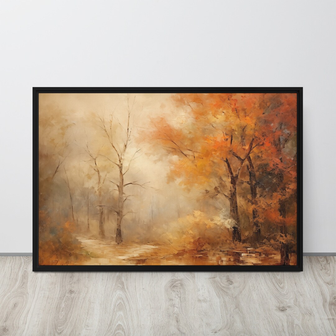 Enchanting Autumn Solitude: Impressionist Fall Painting Wall Art ...