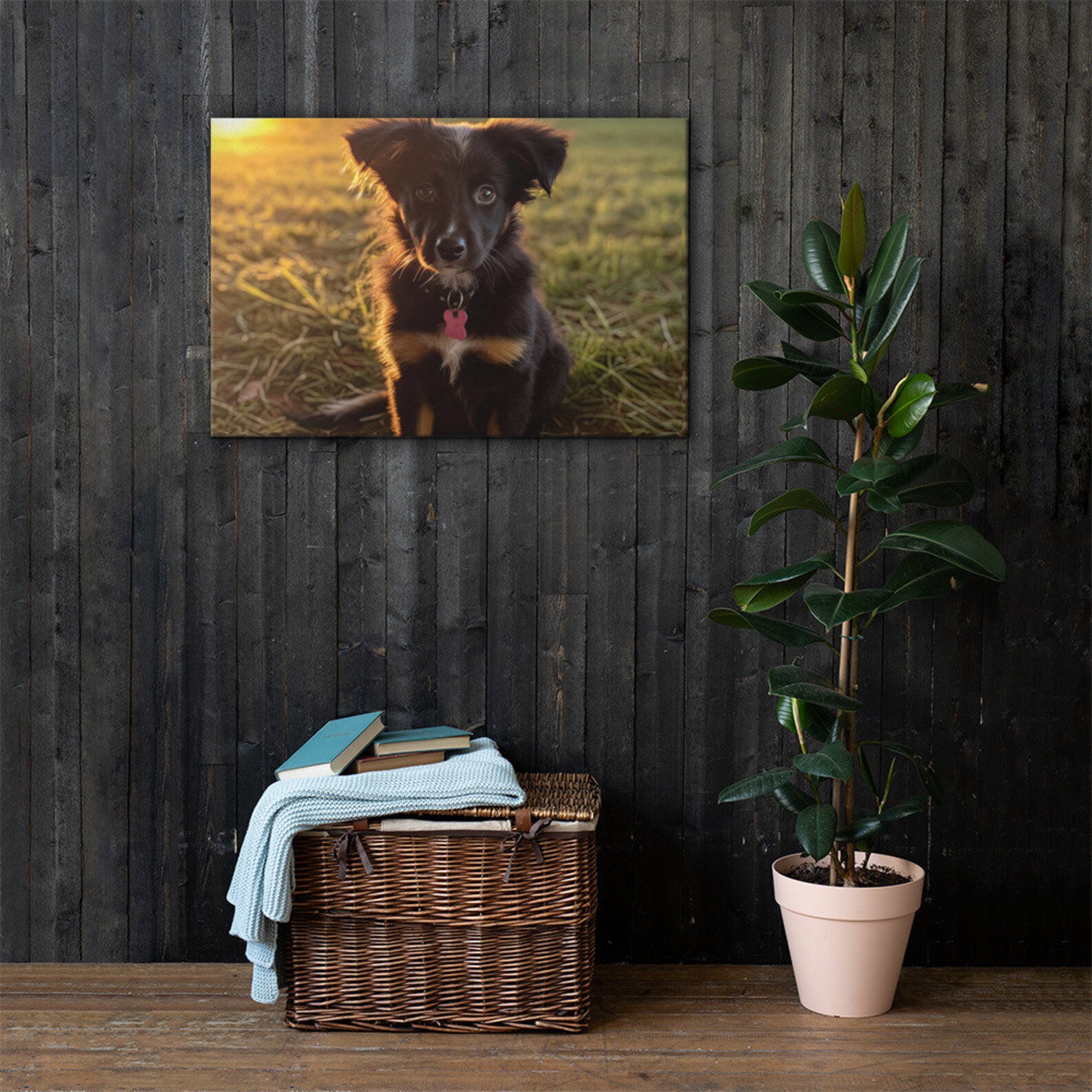 Mini Australian Shepherd Canvas Wall Art - Etsy