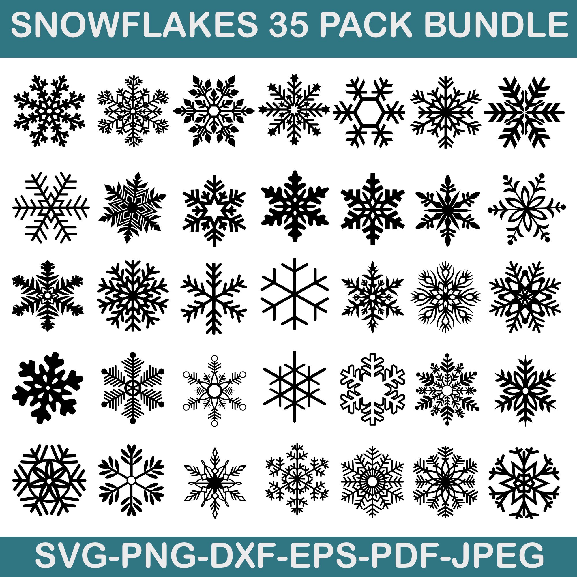 Snowflake SVG BUNDLE, Snowflakes for Digital Download, Winter SVG ...