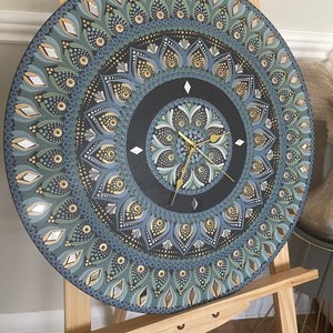 20 Hand-painted Mandala Clock/mandala Dot Art/mandala Painting - Etsy