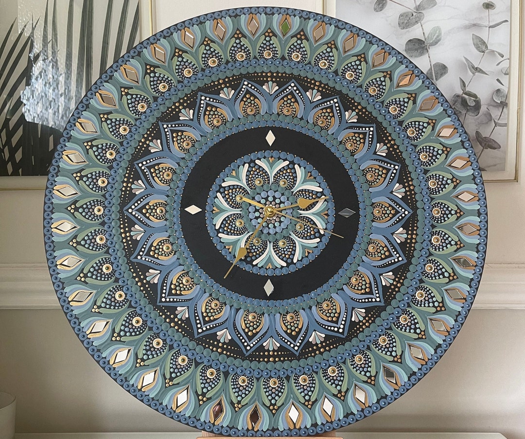 20 Hand-painted Mandala Clock/mandala Dot Art/mandala Painting - Etsy