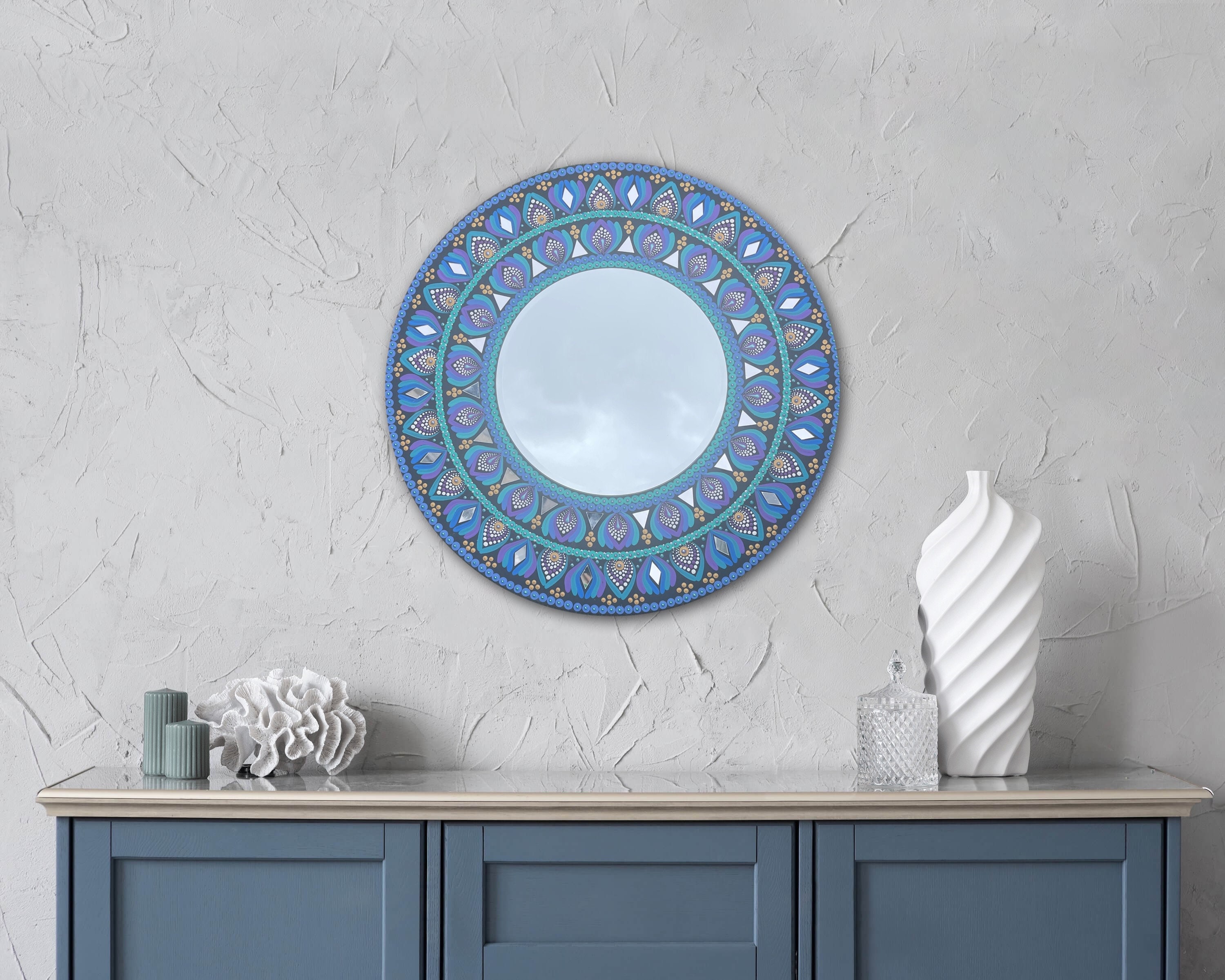 Hand-painted Mandala Art Mirror/mandala Dot Art - Etsy
