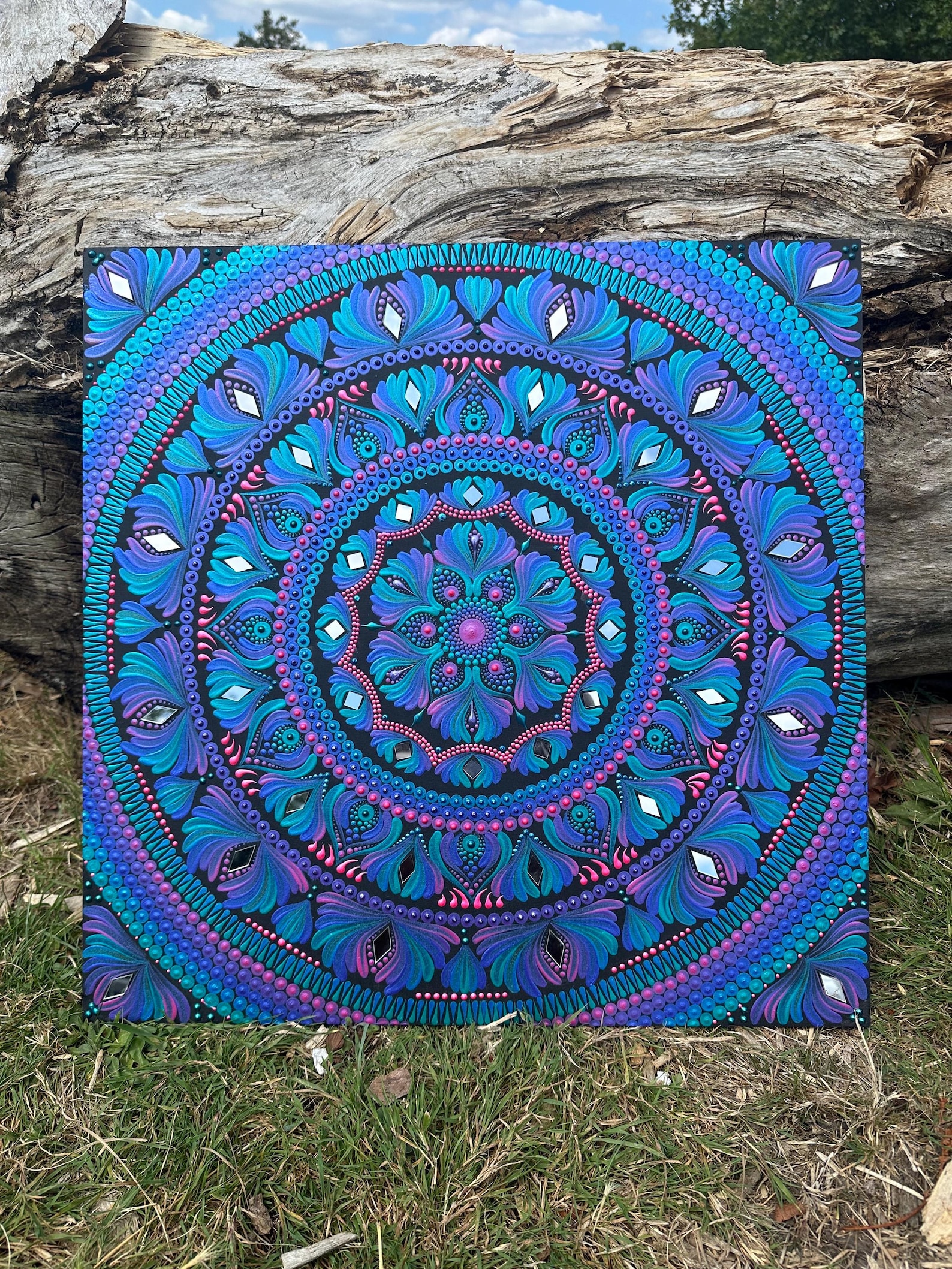 20” Square Hand-painted Mandala Art/mandala Dot Art - Etsy