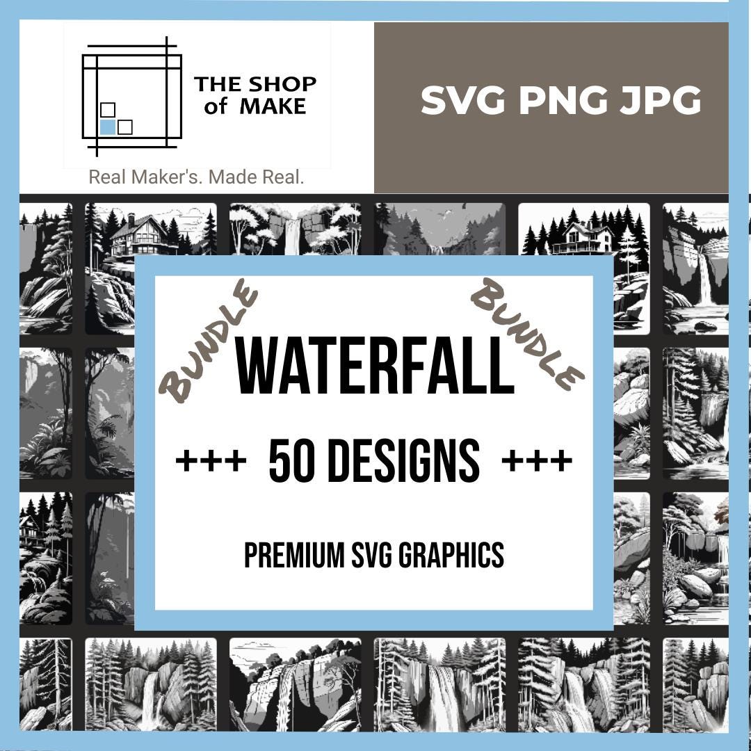 50 Waterfall SVG Bundle, Clipart Web Art Print Graphic, Laser Engrave ...