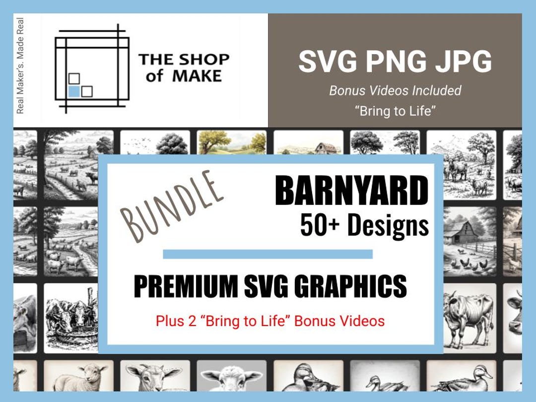Barnyard Animals SVG Bundle Graphic Digital Art 50 Designs 2 Bonus ...