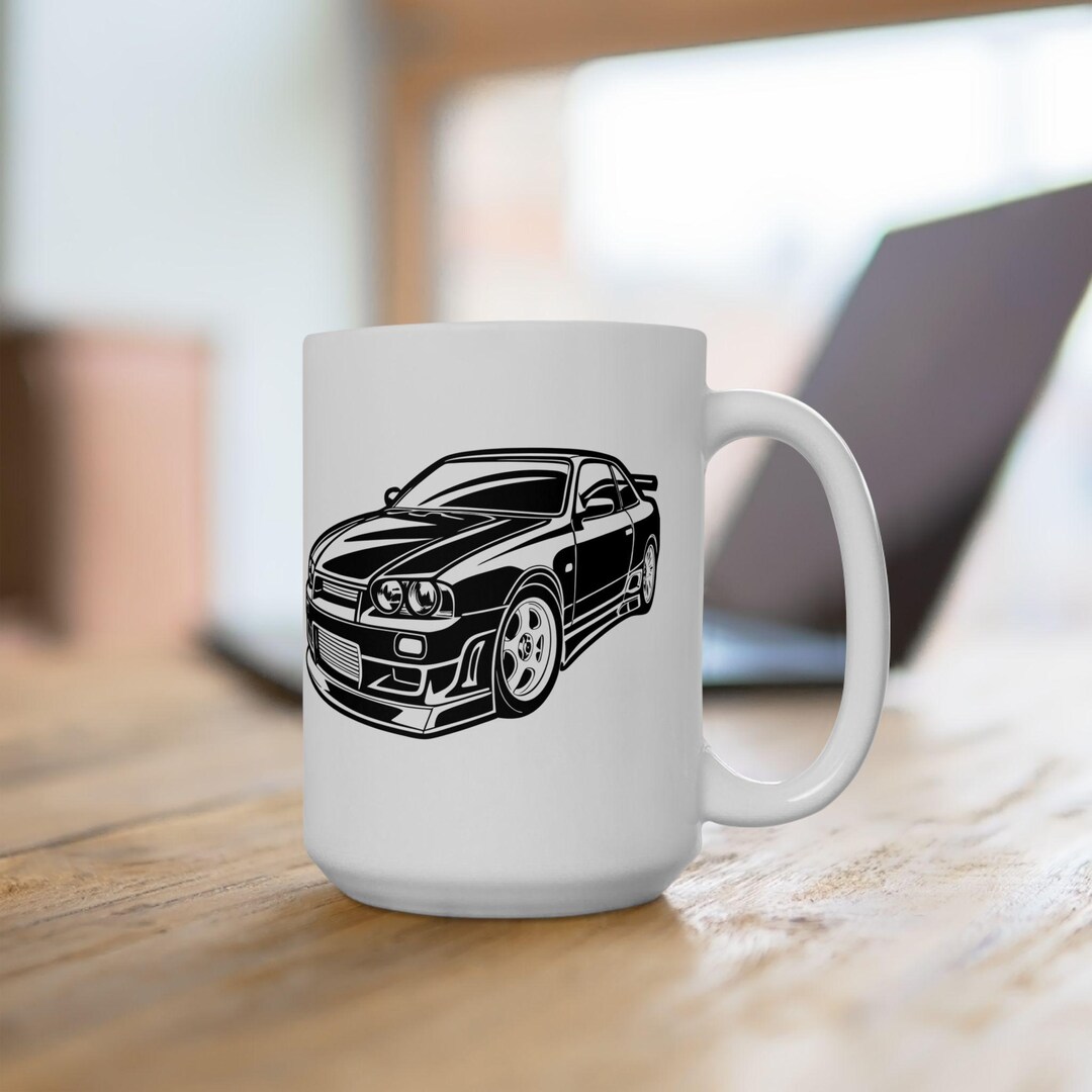 Nissan Skyline GT-R R34 Ceramic Mug, JDM Coffee Cup, Car Enthusiast ...