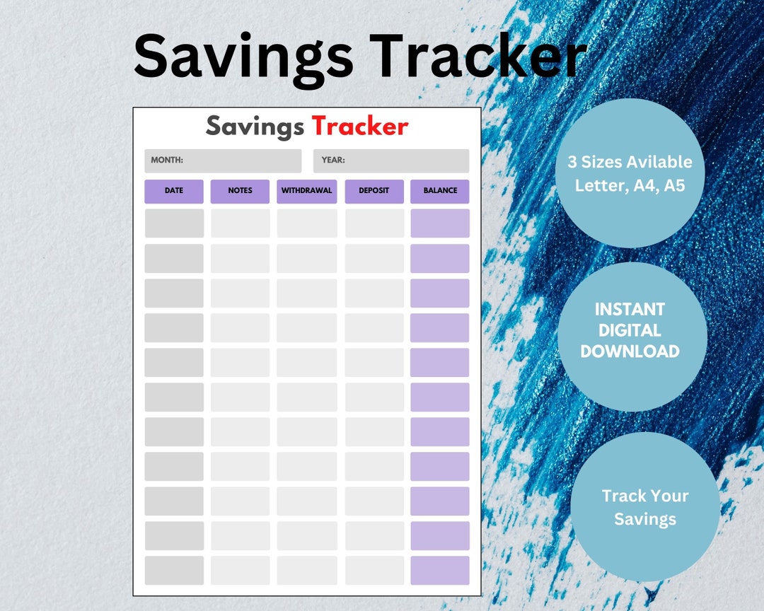 Digital Savings Tracker Instant Download Printable Savings Planner ...