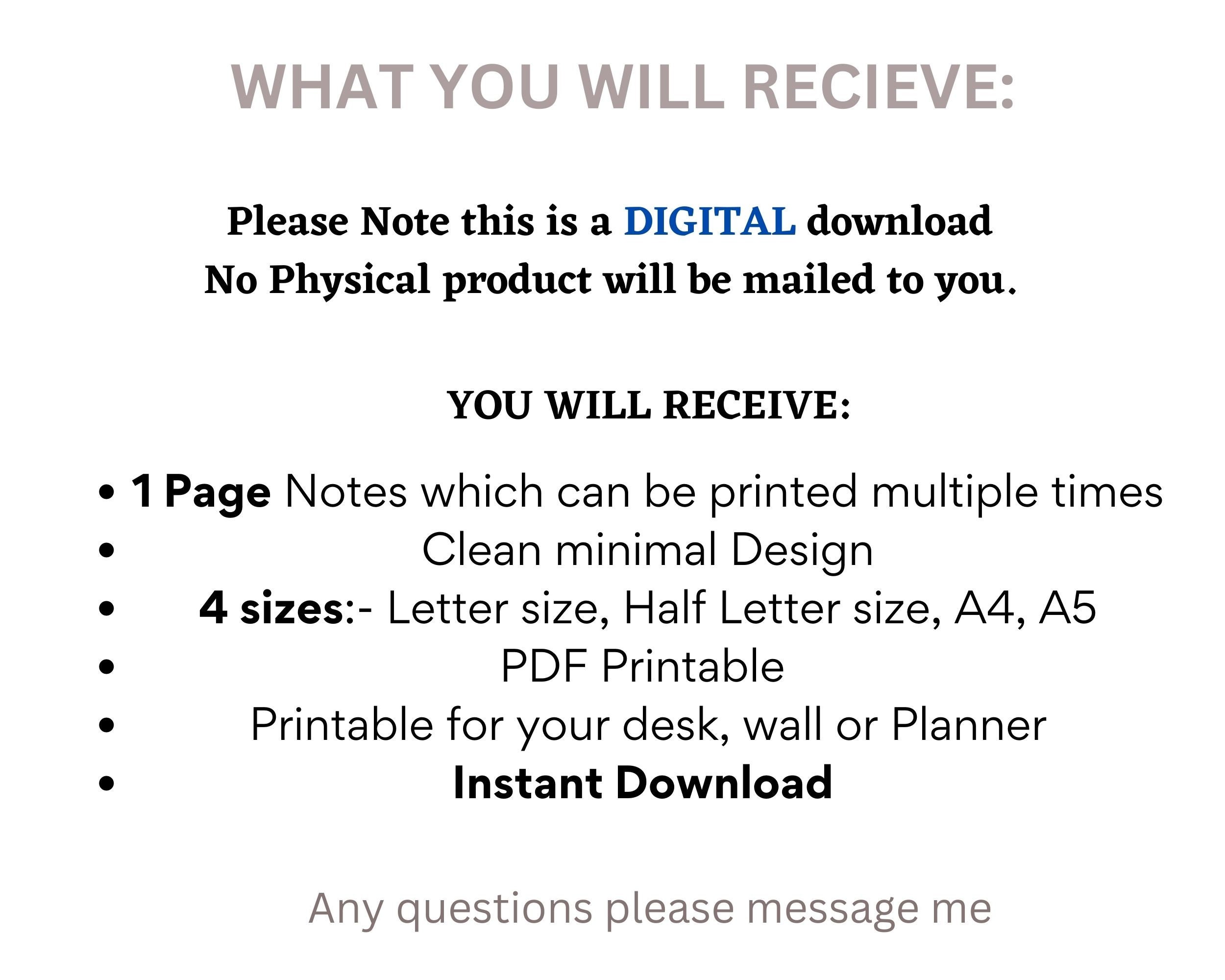 Digital Printable Notes Page Note Taking Template College Student Lined ...