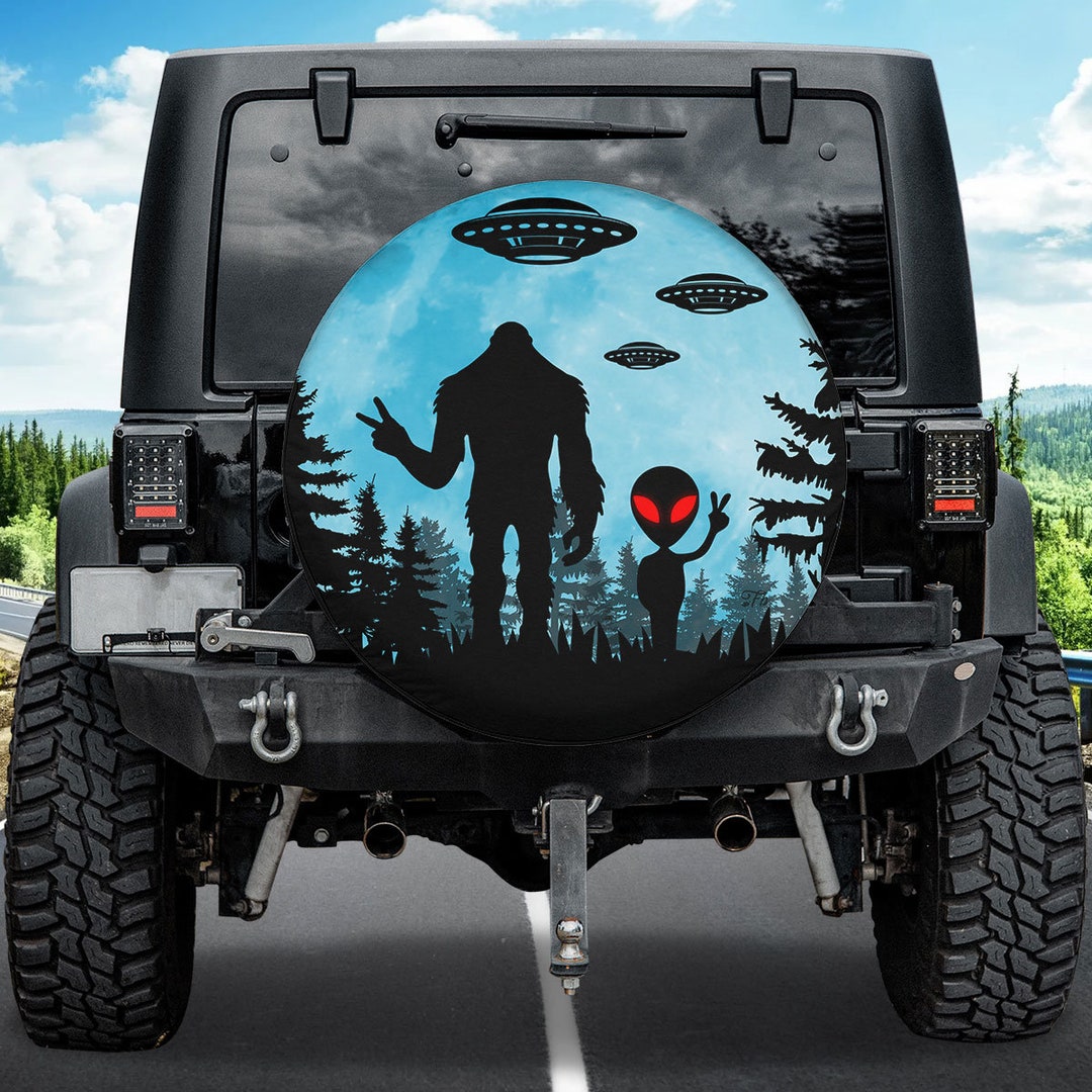 Bigfoot Alien Ufo Space Spare Tire Cover Bigfoot Sasquatch - Etsy