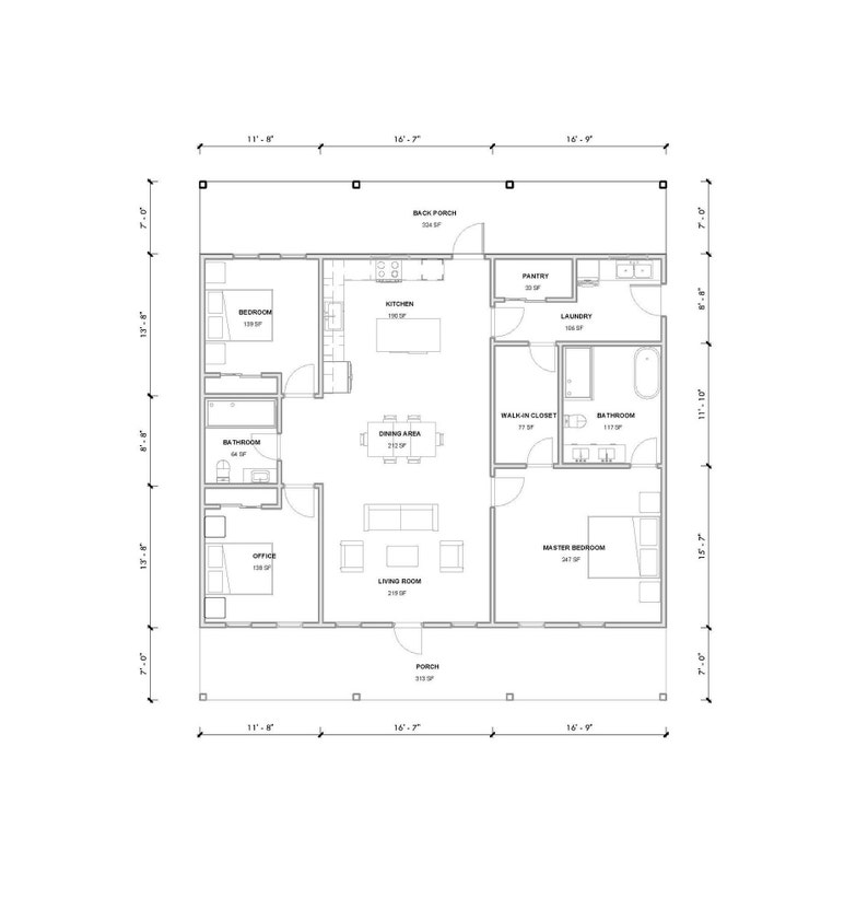 Barndominium House Plan | 3 Bed 2 Bath | 1620 Sq Ft Farmhouse Ranch ...