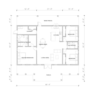 Barndominium, 3 Bedroom 2 Bathroom House Plan With Porch, 1600 Sq Ft ...