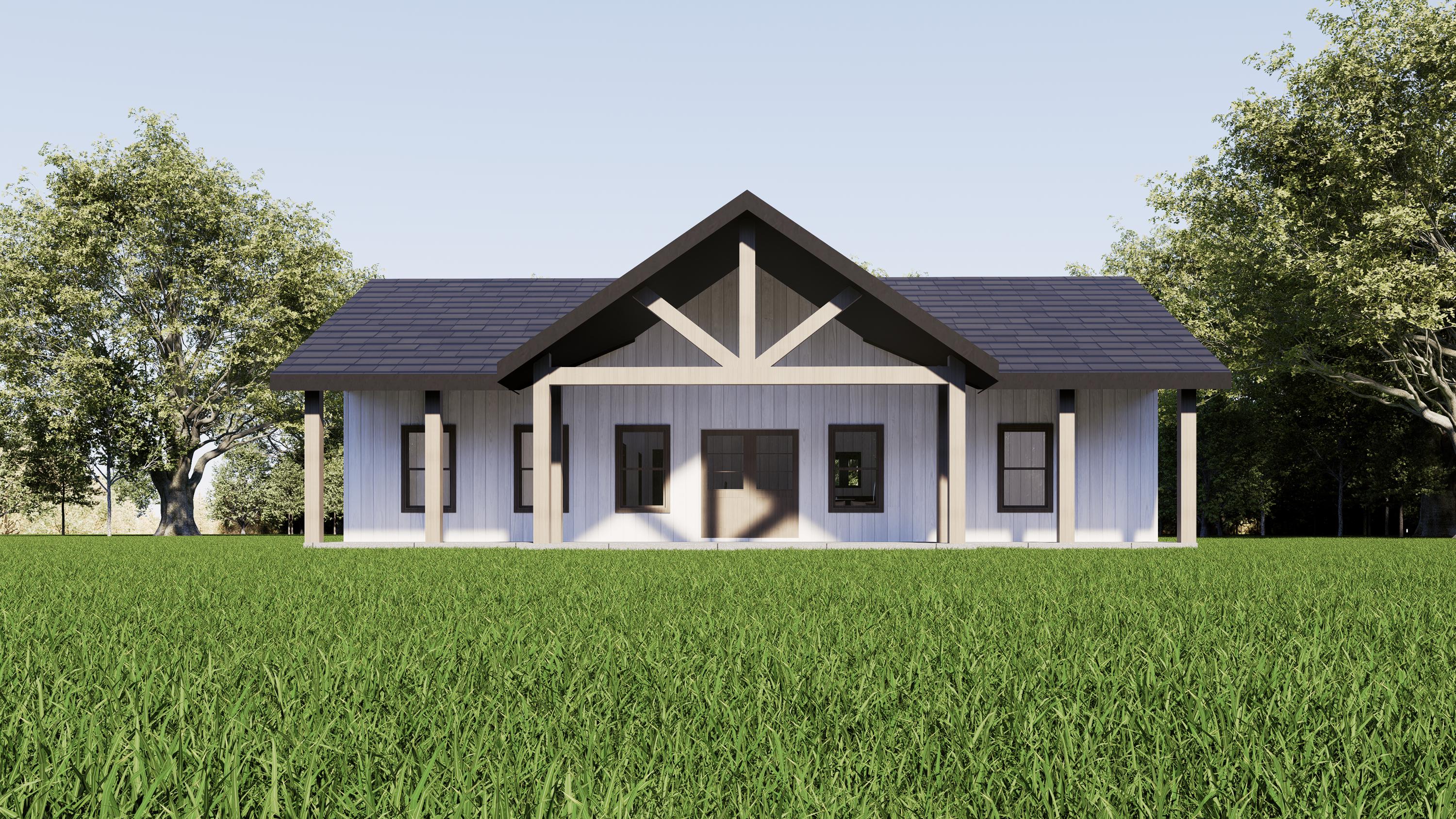 Barndominium, 3 Bedroom 2 Bathroom House Plan With Porch, 1600 Sq Ft ...