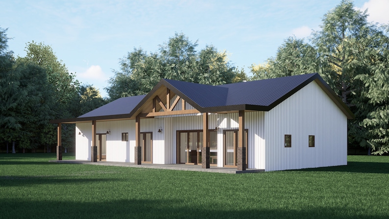 Barndominium, House Plan, 2 Bed, 2 Bath, Office, 1800 Sq Ft, 30x60 ...