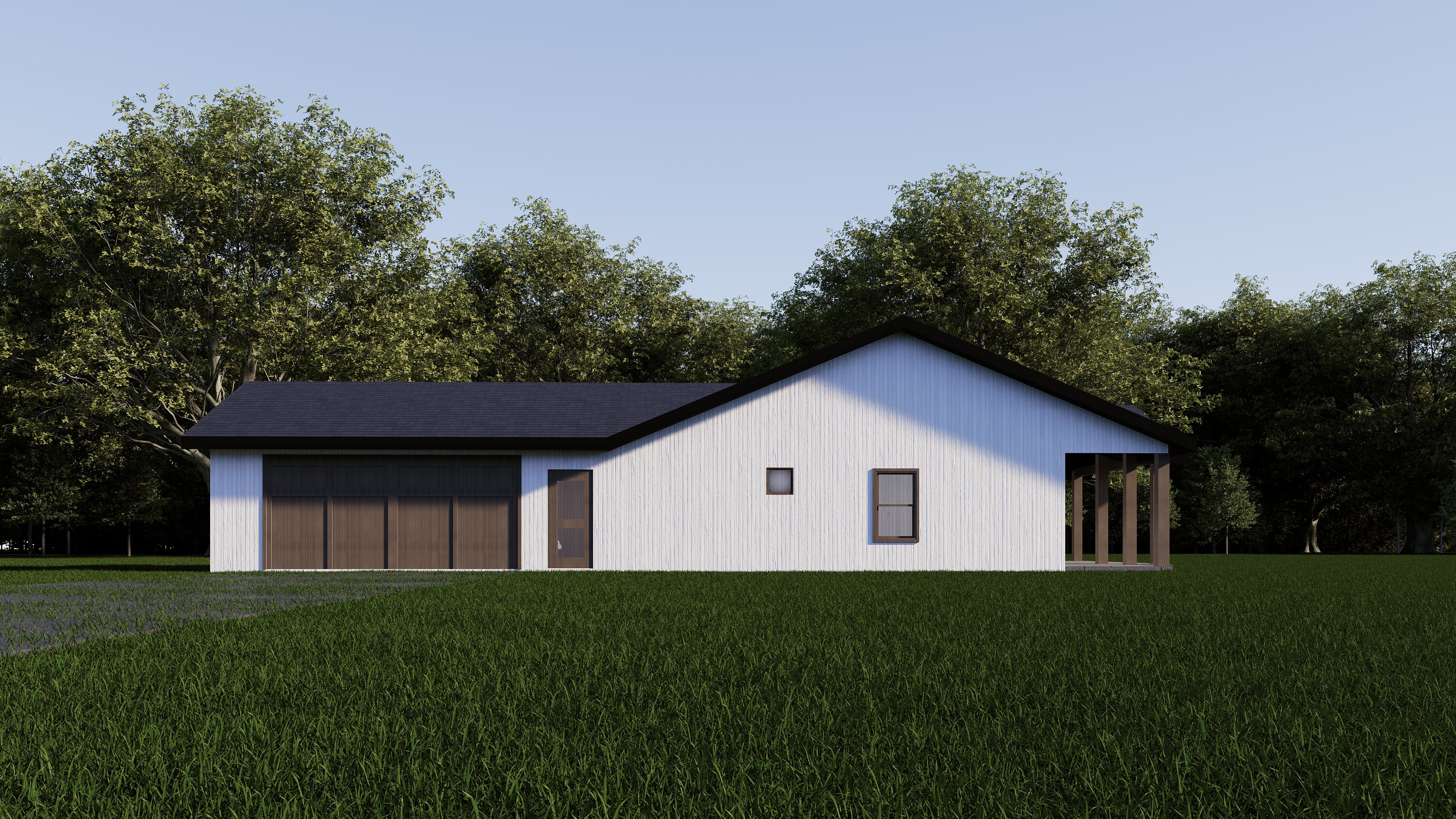 House Plan, Barndominium, 3 Bed, 2 Bath, Porch, Garage, 1600 Sq Ft ...