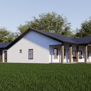 House Plan, Barndominium, 3 Bed, 2 Bath, Porch, Garage, 1600 Sq Ft ...