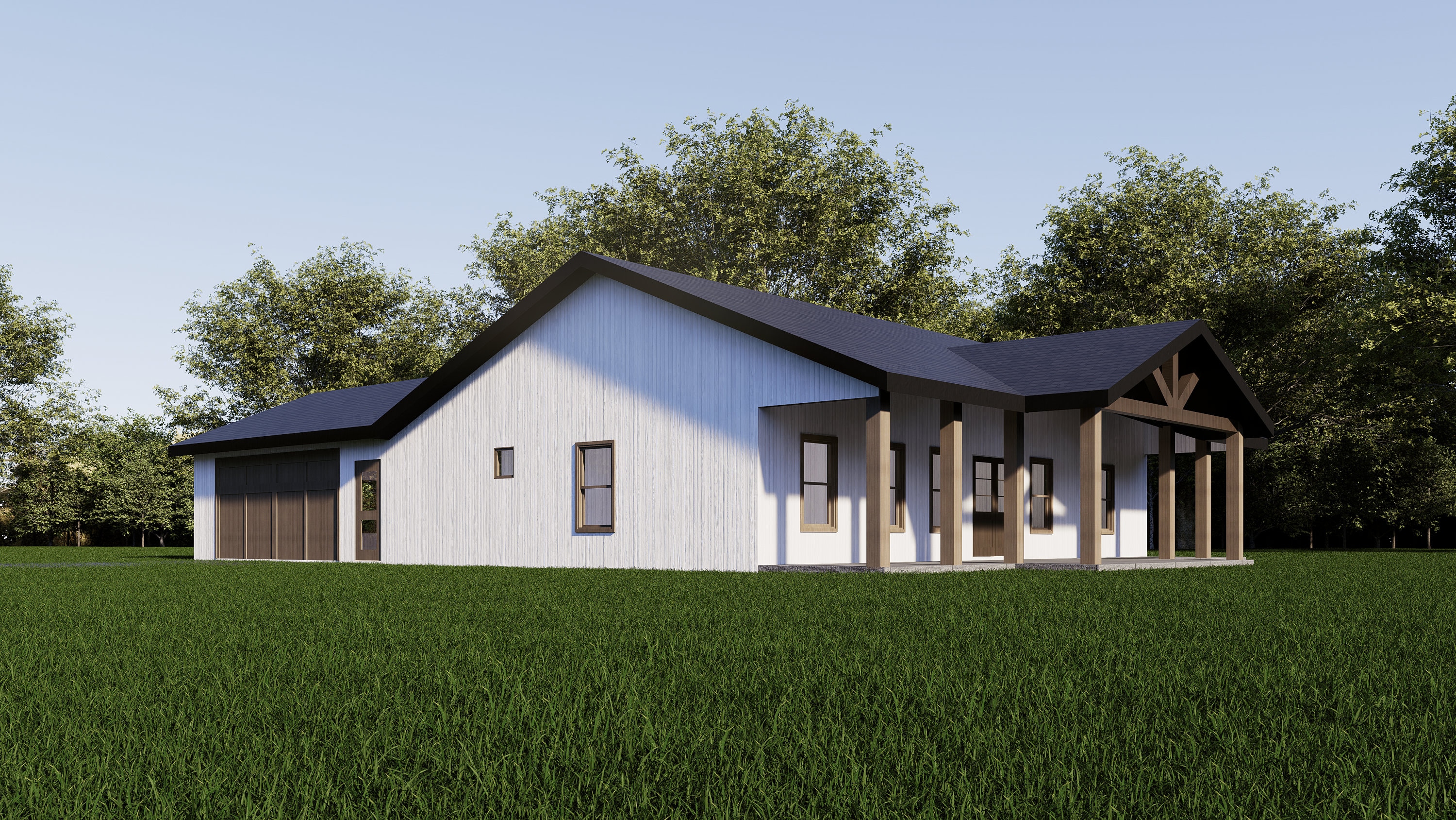 House Plan, Barndominium, 3 Bed, 2 Bath, Porch, Garage, 1600 Sq Ft ...