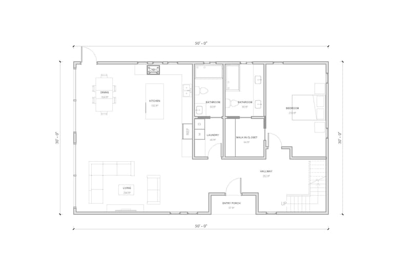 Barndominium, House Plan, 3 Bed 4 Bath, 1500 Sq Ft Farmhouse Ranch ...