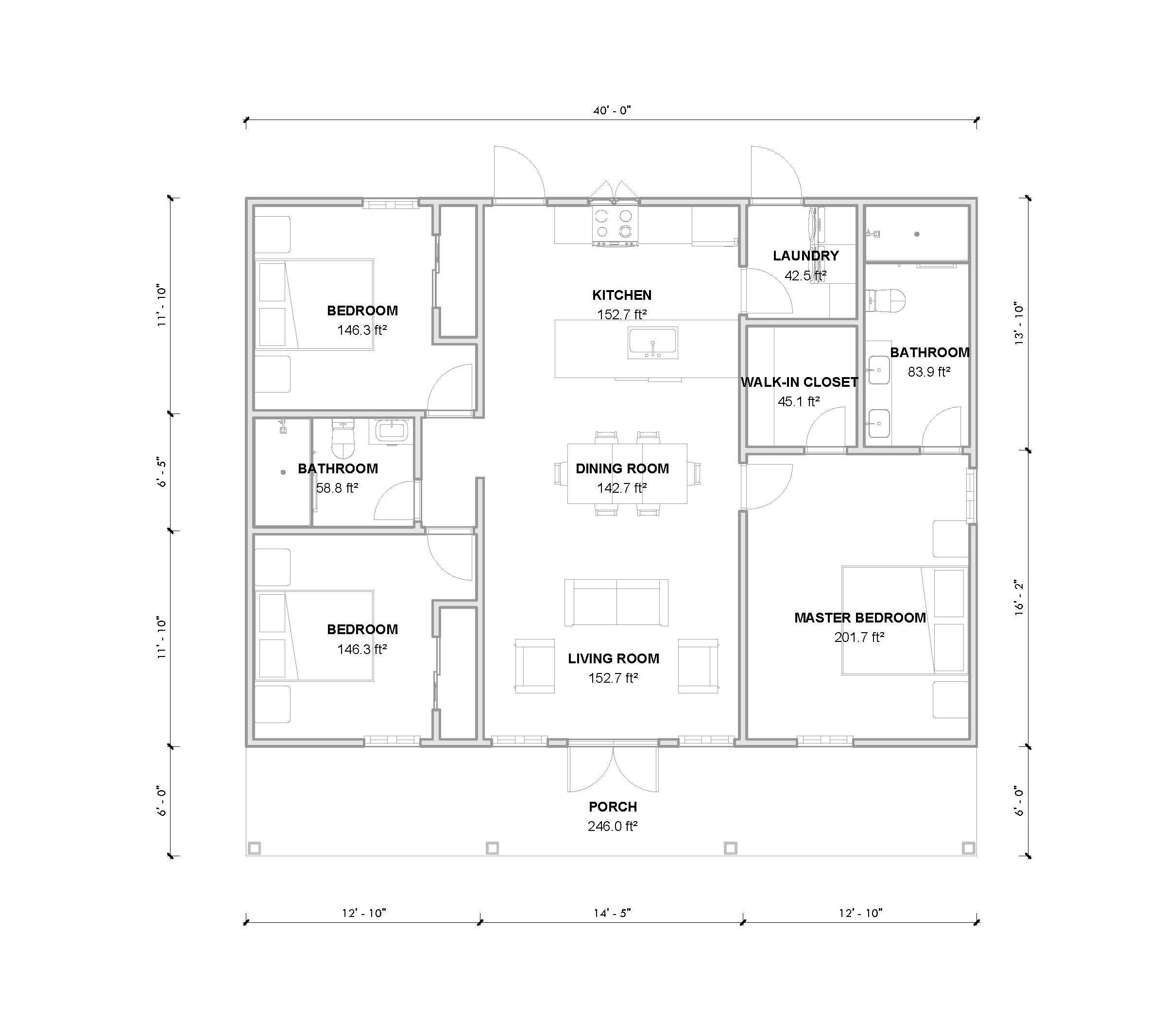 House Plan, 3 Bedroom 2 Bathroom, 1200 Sq Ft Small Home Design, 40x30 ...