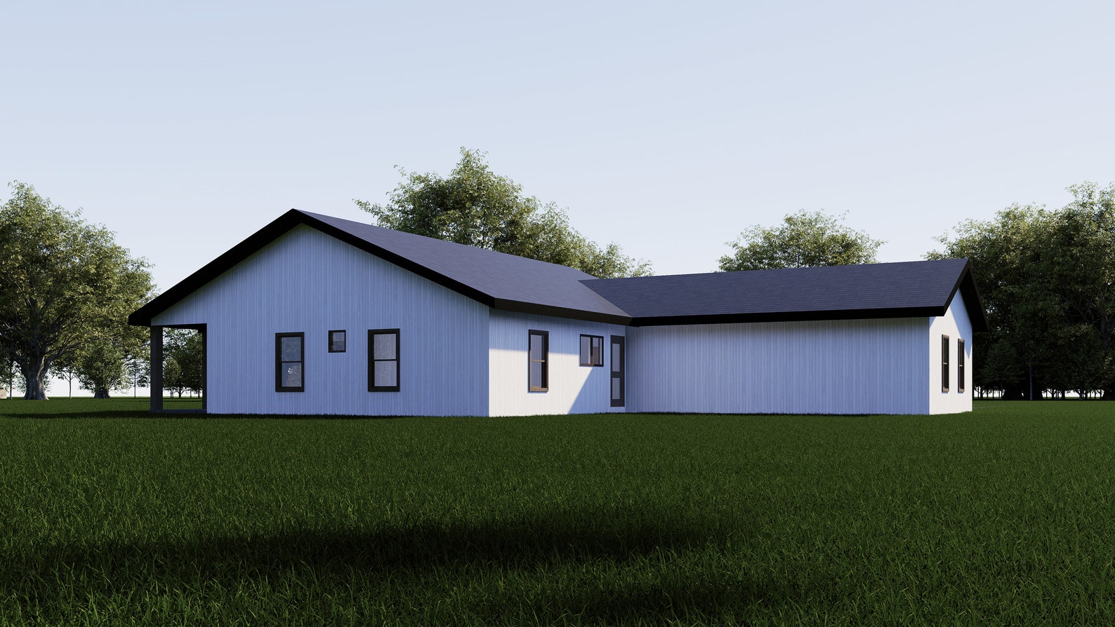 House Plan, Barndominium, 3 Bed, 2 Bath, Porch, Garage, 1600 Sq Ft ...