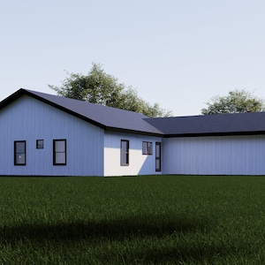 House Plan, Barndominium, 3 Bed, 2 Bath, Porch, Garage, 1600 Sq Ft ...