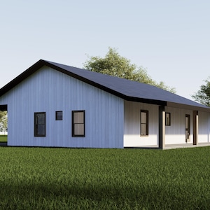 Barndominium, 3 Bedroom 2 Bathroom House Plan With Porch, 1600 Sq Ft ...