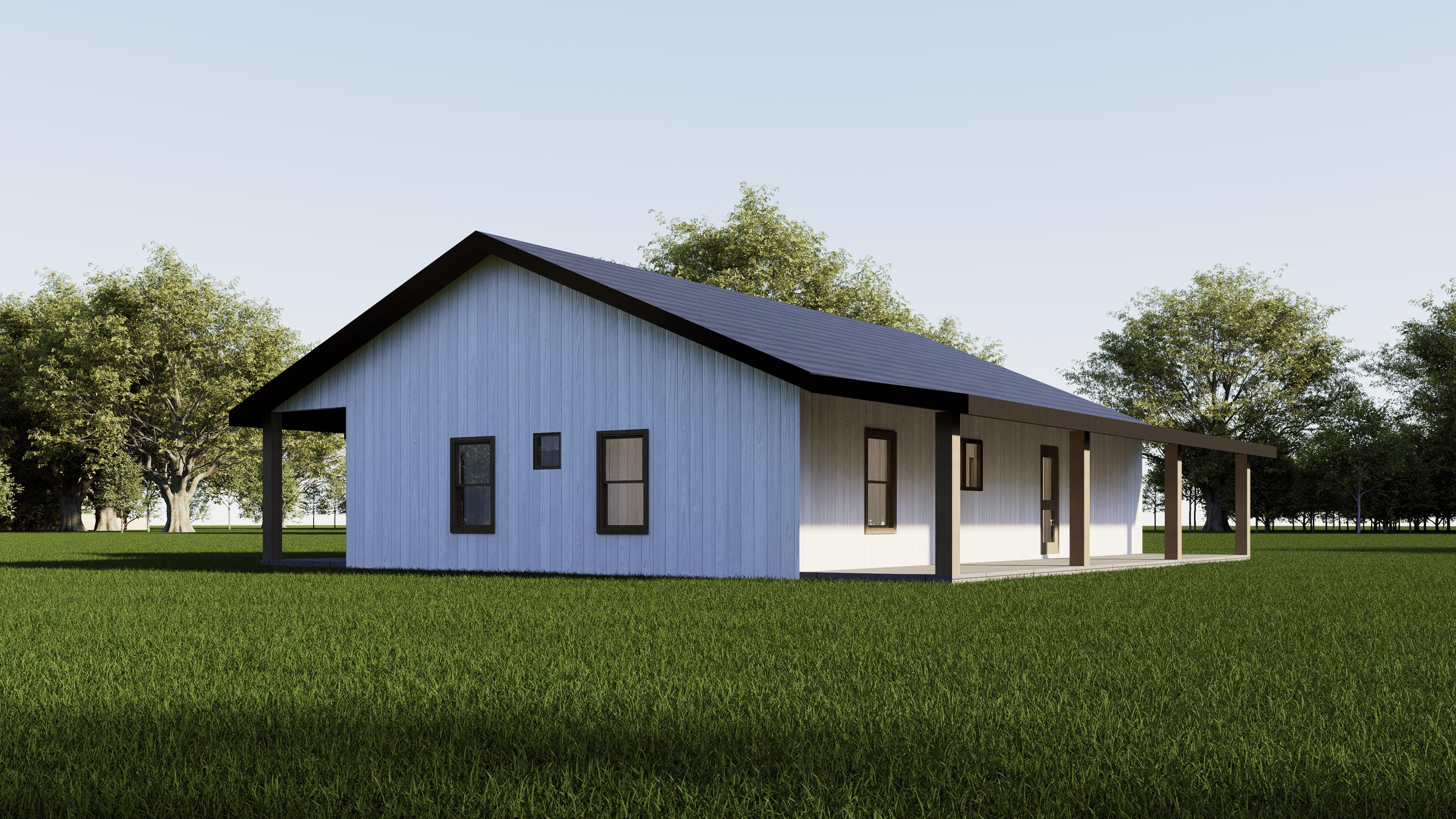 Barndominium, 3 Bedroom 2 Bathroom House Plan With Porch, 1600 Sq Ft ...