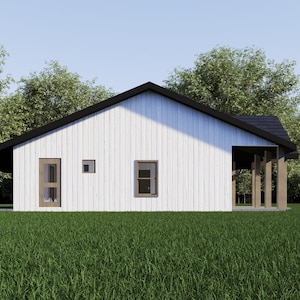 Barndominium, 3 Bedroom 2 Bathroom House Plan With Porch, 1600 Sq Ft ...