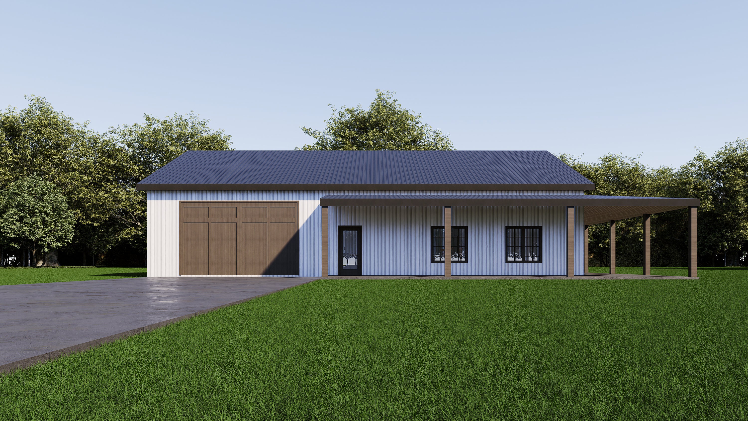 House Plan, Barndominium, 2 Bed, 2 Bath, Porch, Garage, 2400 Sq Ft ...