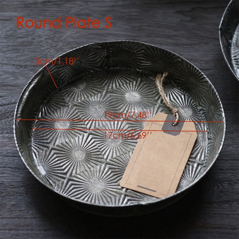 Breakfast Tray Retro Iron Plates for Bread Waffle Decorative Kitchen ...