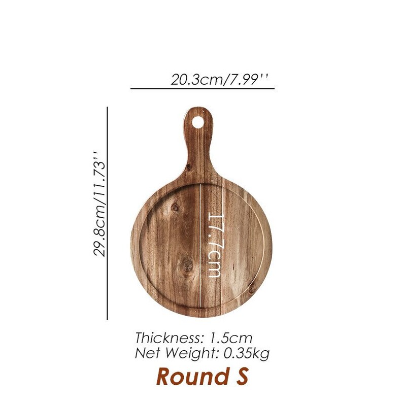 Wooden Plate Round Retro Solid Wood Pizza Tray Bread Dishes Food Steak ...
