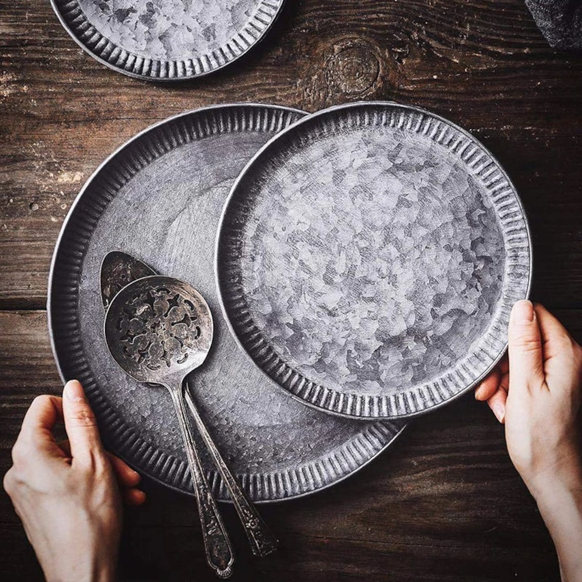 Plate for Cake Handmade Retro Iron Wrought Decorative Tray Food Styling ...