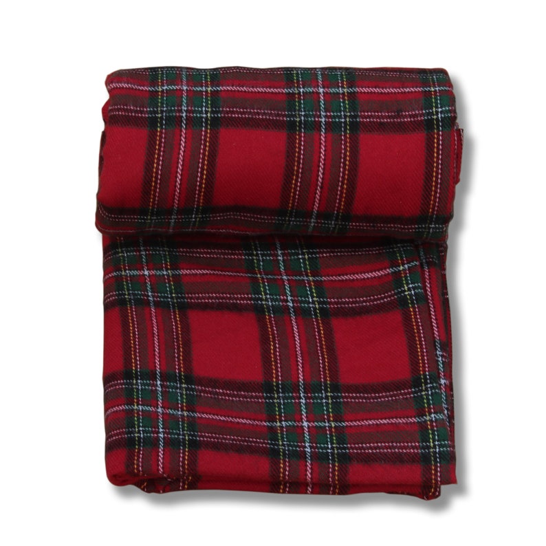 Red Grey Tartan Plaid Flannel Fabric for Sewing Sold by - Etsy