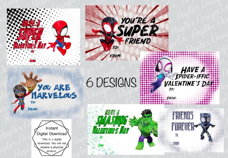 Super Hero Printable Valentines Cards - Etsy