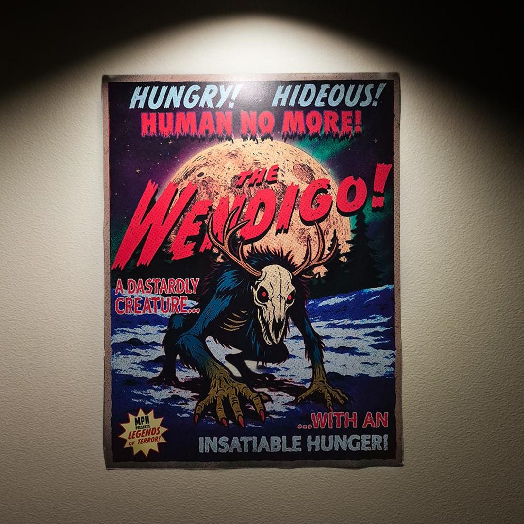 The Wendigo Cheesy Pulp Horror Poster Print | Legends of Terror ...