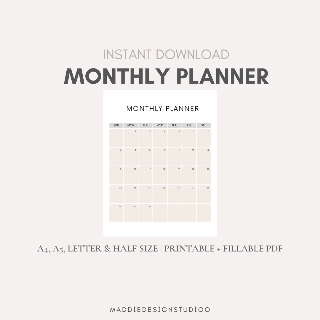 2023 Monthly Planner Printable 2023 Calendar Month at a - Etsy