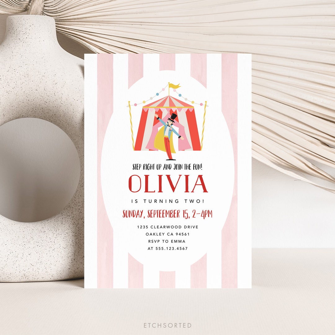 Carnival Invitation Template, Circus Party Invite Template, Girl ...
