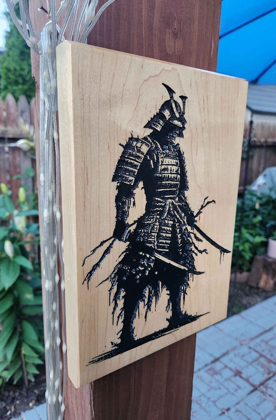Samurai Wood Engraving, Maple Wall Art, Japanese Art, Room Decor ...